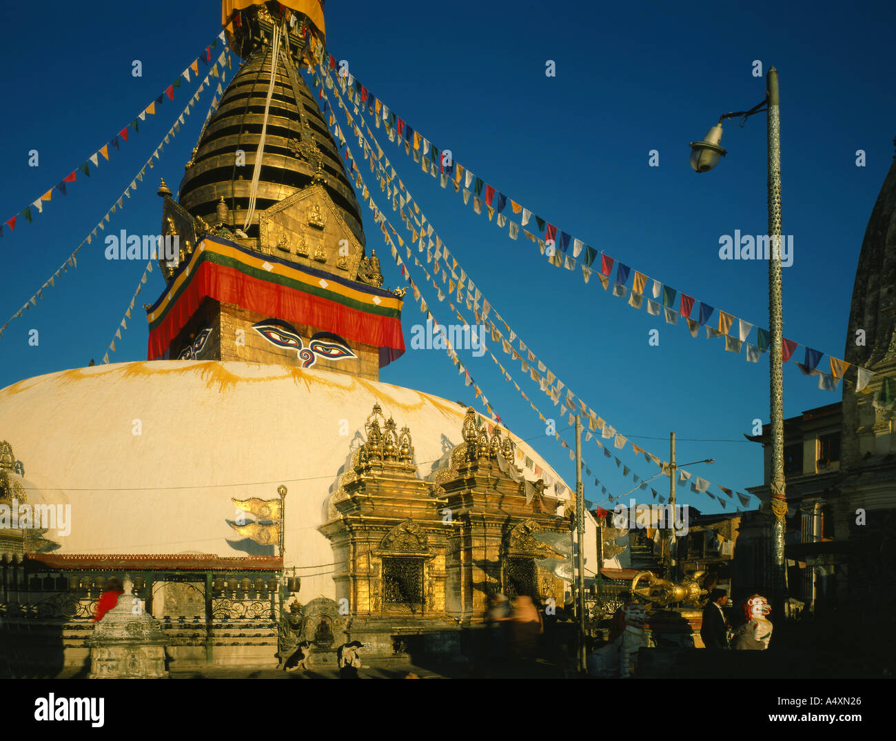 The great stupa Buddhist religious icon at Swamabunath Kathmandu Nepal ...