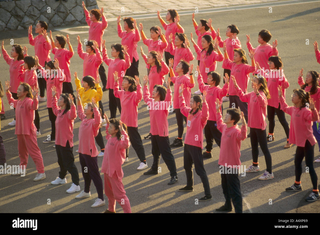 Japan Tokyo group exercise Stock Photo - Alamy