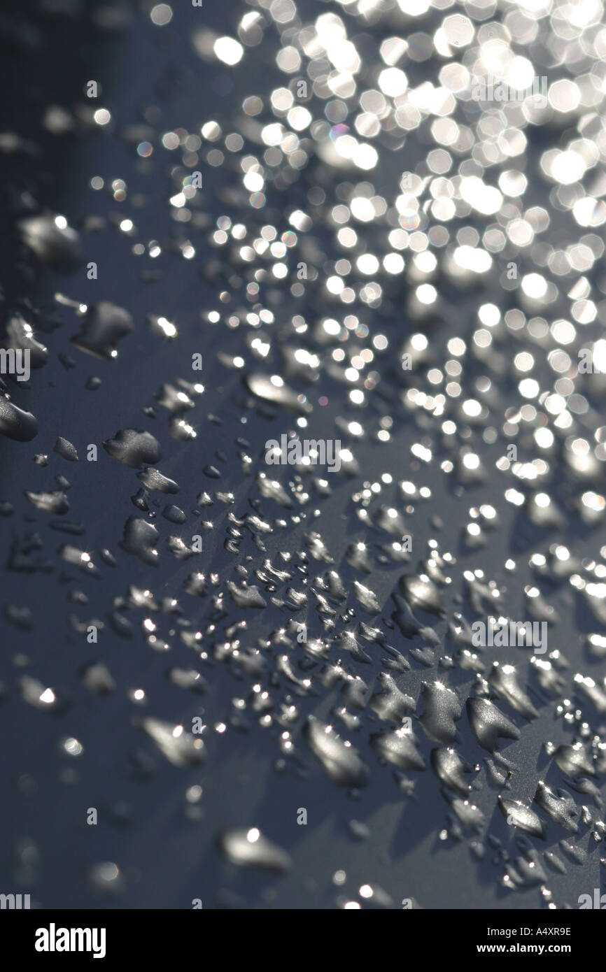 Water Droplets on metallic silver Stock Photo - Alamy