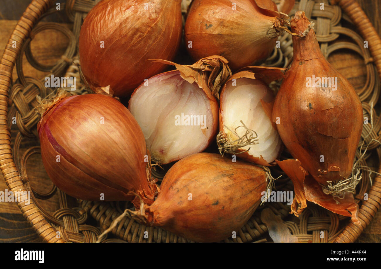 shallot (Allium ascalonium), selection in a basket Stock Photo - Alamy