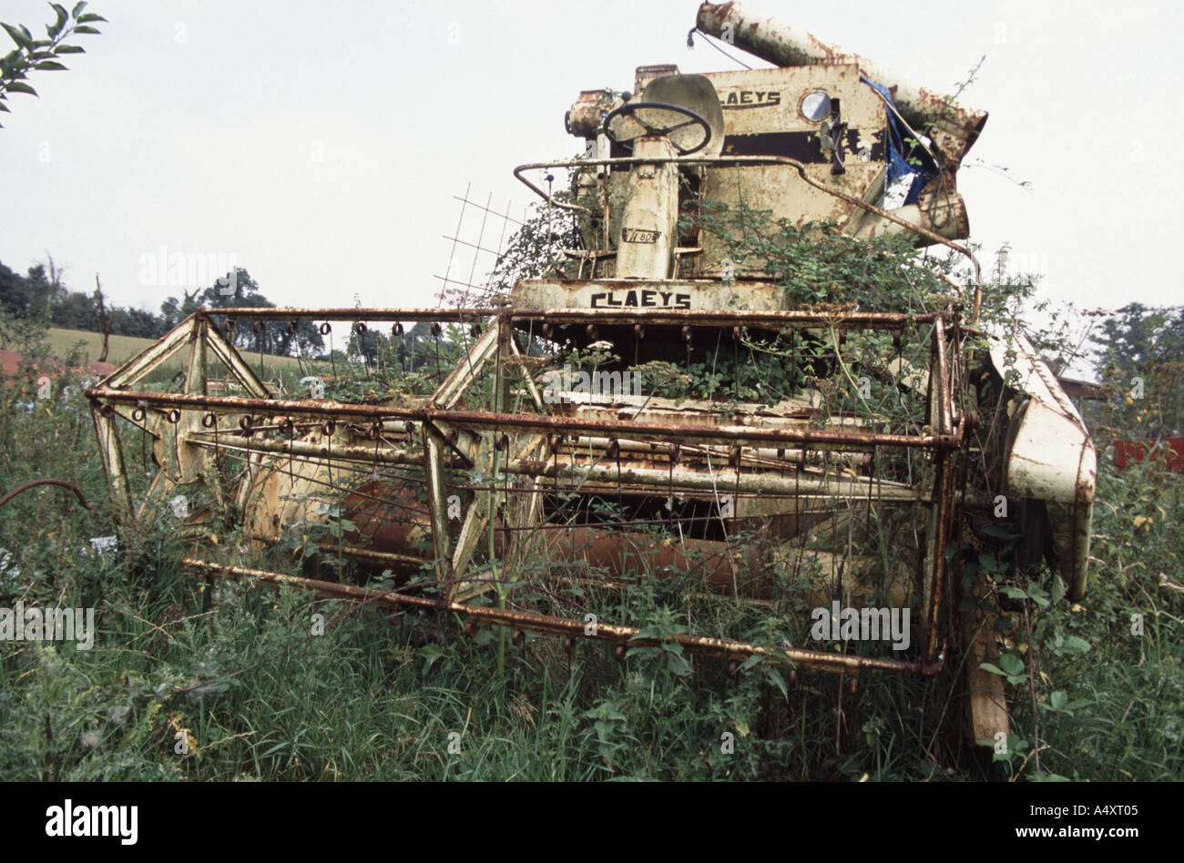 An old combine harvester on a farm near Oxford Stock Photo - Alamy