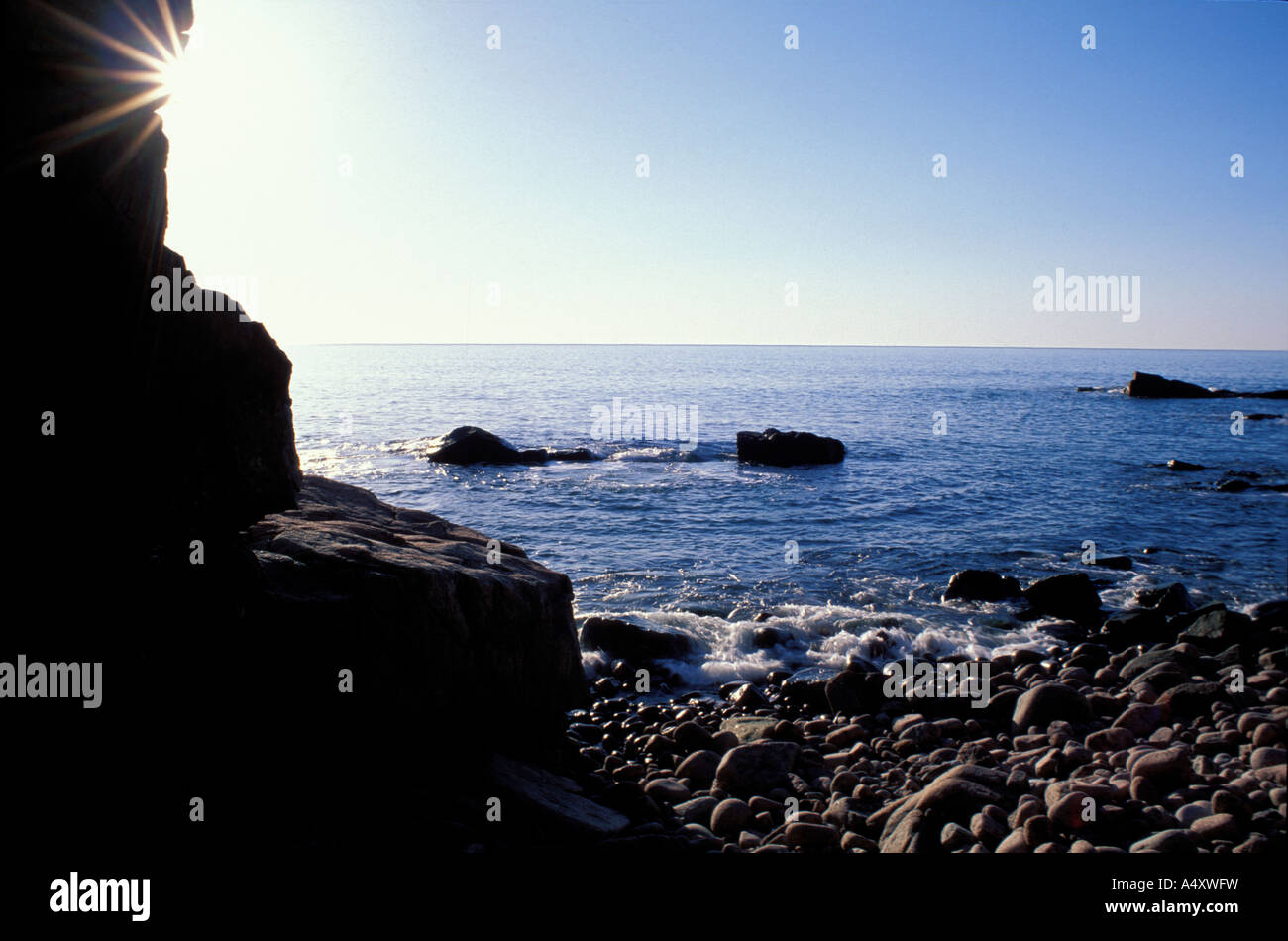 Acadia N P ME Monument Cove Cobble beach Atlantic Ocean Sunstar Ocean ...