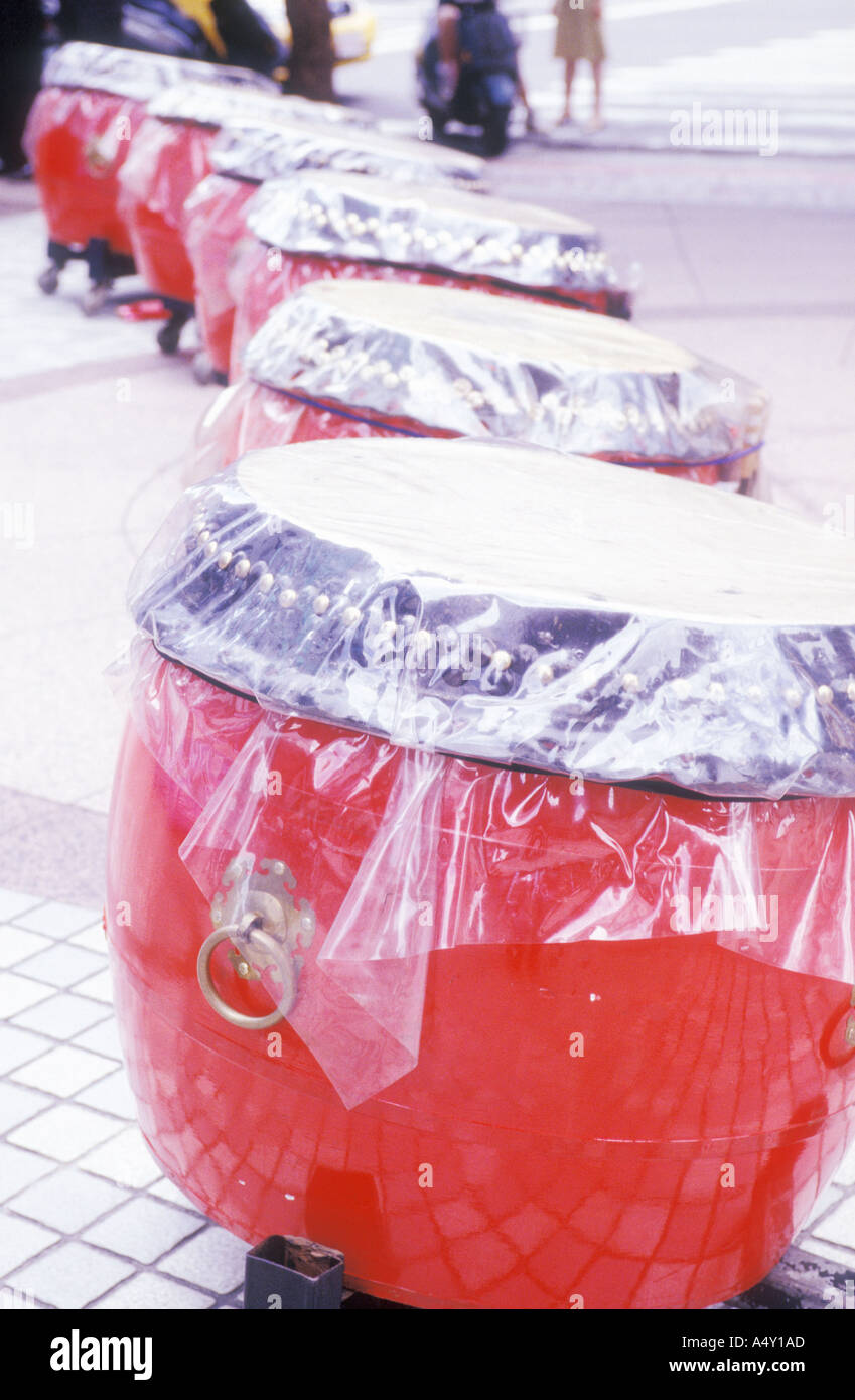 Chinese Red Drums Taiwan Republic of China Stock Photo - Alamy