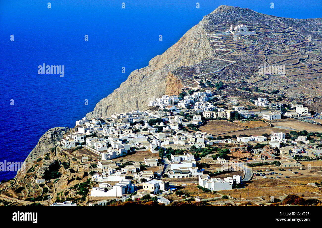 Chora High Village Folegandros Greek island Stock Photo - Alamy