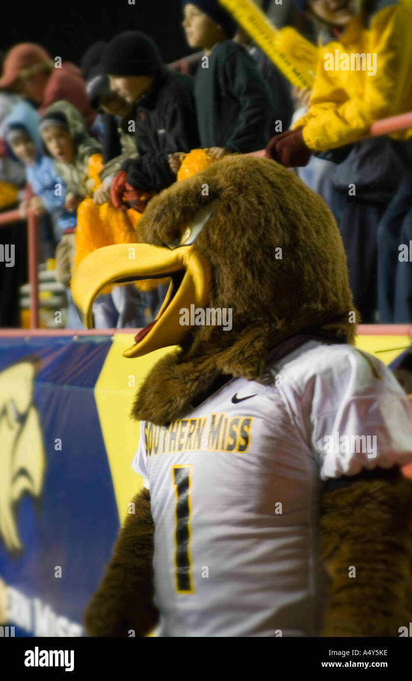American football mascot Southern Miss golden eagle Stock Photo - Alamy