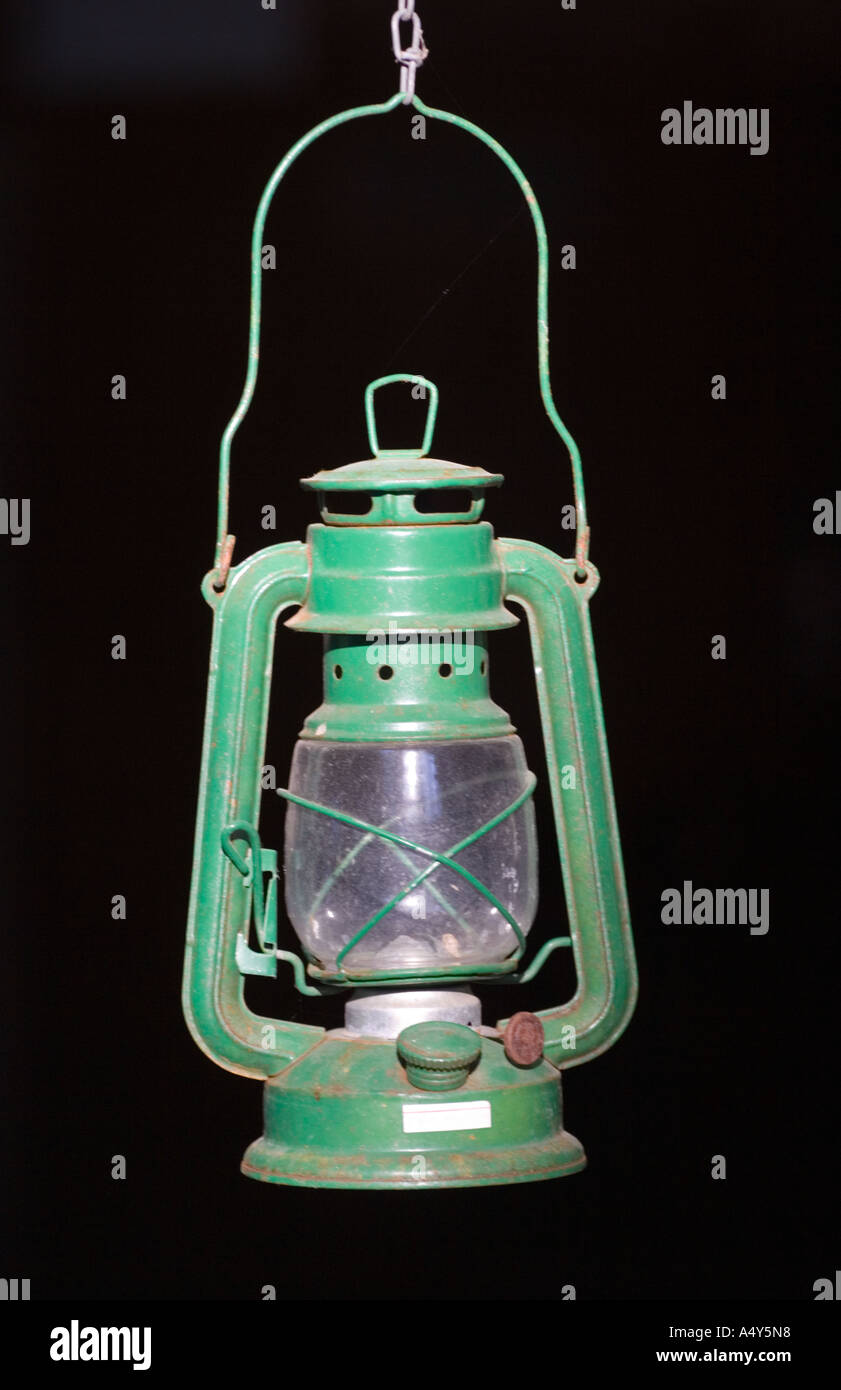 antique kerosene lantern on black Stock Photo - Alamy