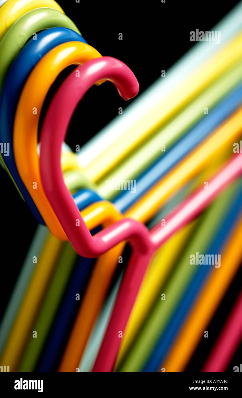 Bright colored clothes hangers Stock Photo - Alamy