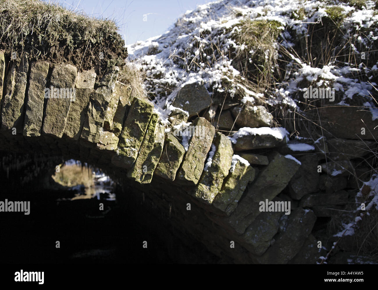 Arched remains of stone conduit built over the Cheesden Brook at site ...