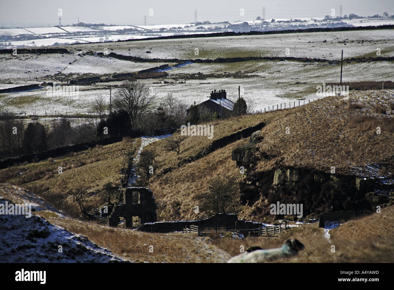 View of the Cheesden Valley with the remains of Cheesden Lumb Lower ...