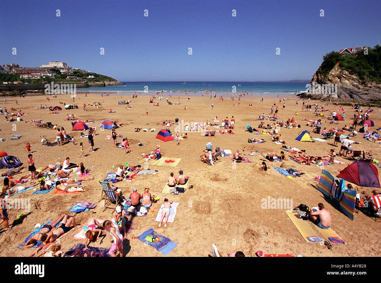 Towan Beach in Newquay in Cornwall Britain UK Stock Photo - Alamy