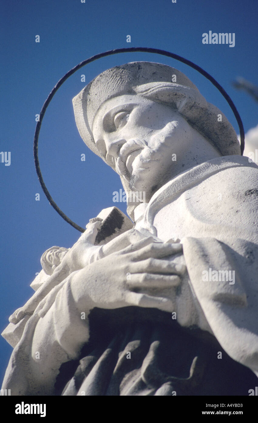 Saints head with halo at top of the Holy Trinity Column ,Buda, Budapest ...
