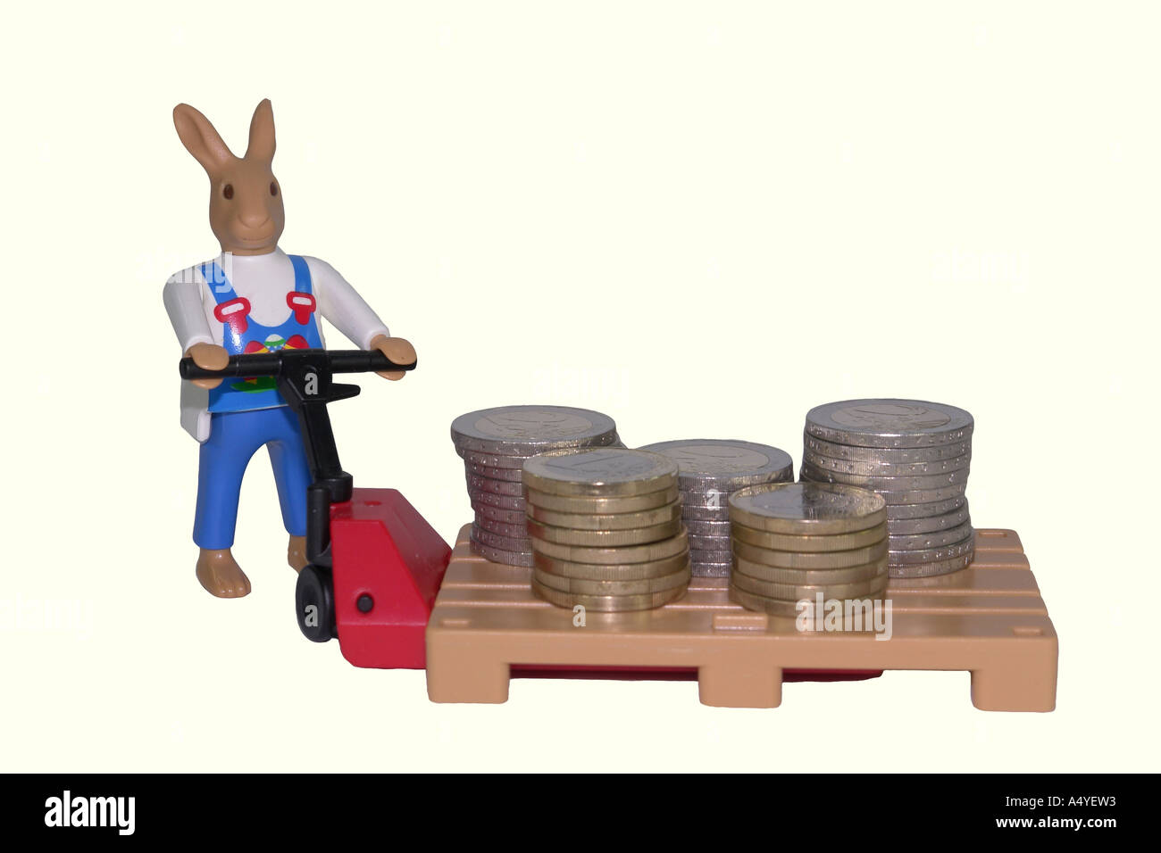 Easter bunny with euro coins as symbole for expensive easter shopping ...