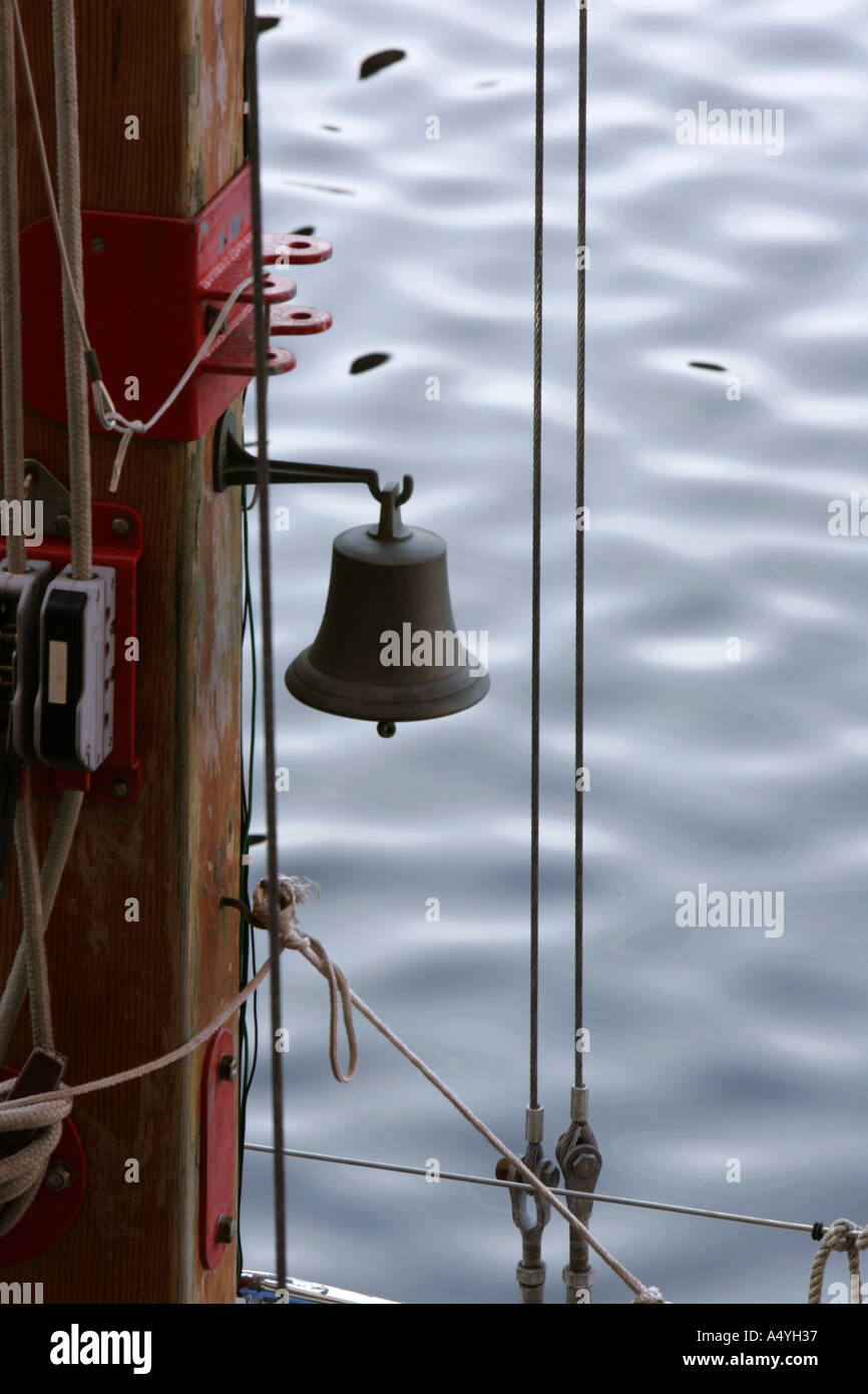 Water sea metal bell ropes port reflection tranquility Albert Dock ship ...