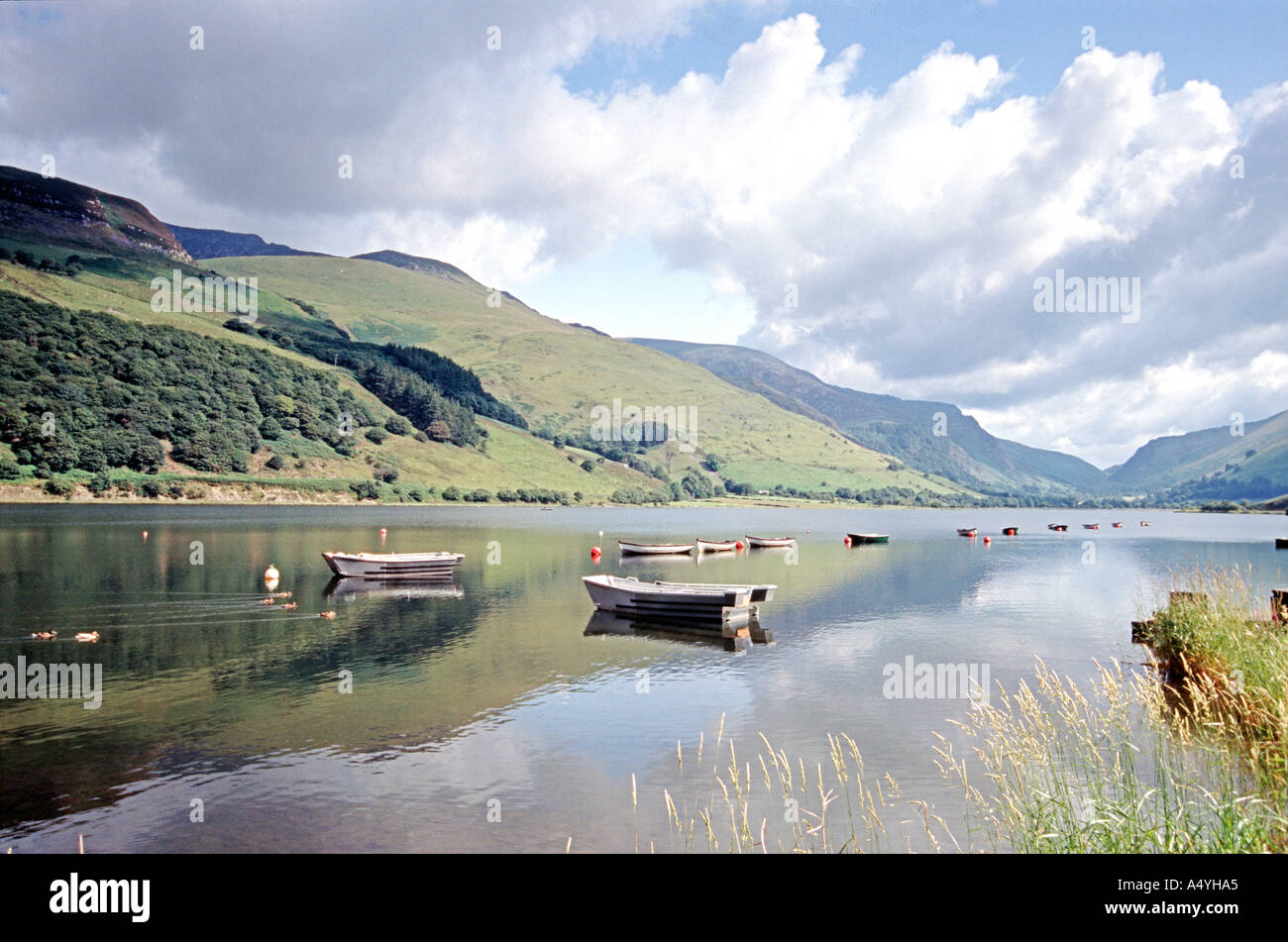 Boats on Tal y llyn Lake Tal y llyn Snowdonia North West Wales Stock ...