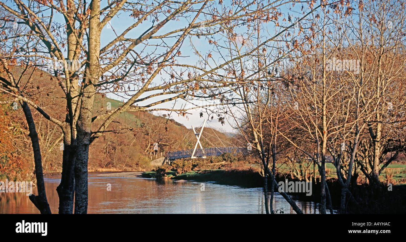 Millennium Bridge across River Dovey Machynlleth Mid Wales Stock Photo ...