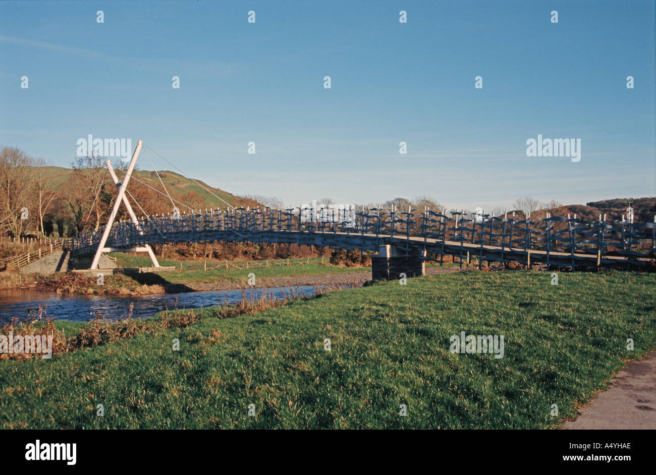 Millennium Bridge across River Dovey Machynlleth Mid Wales Stock Photo ...