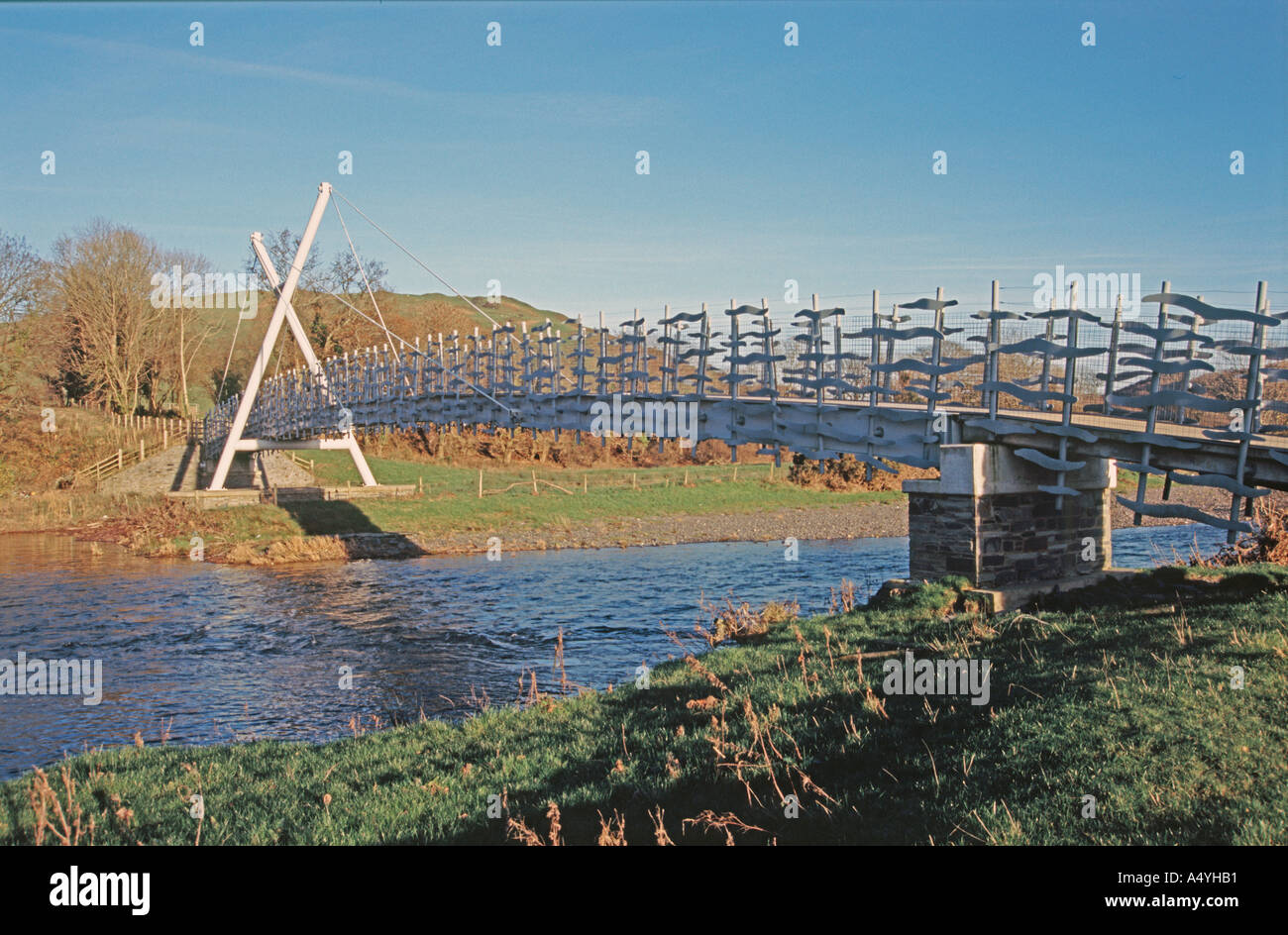 Millennium Bridge across River Dovey Machynlleth Mid Wales Stock Photo ...