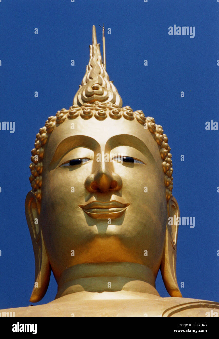 Head of the golden statue of Buddha Stock Photo - Alamy