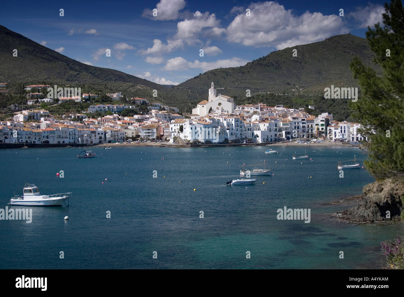 The attractive waterfront and harbour view of Cadaques on the Spanish ...