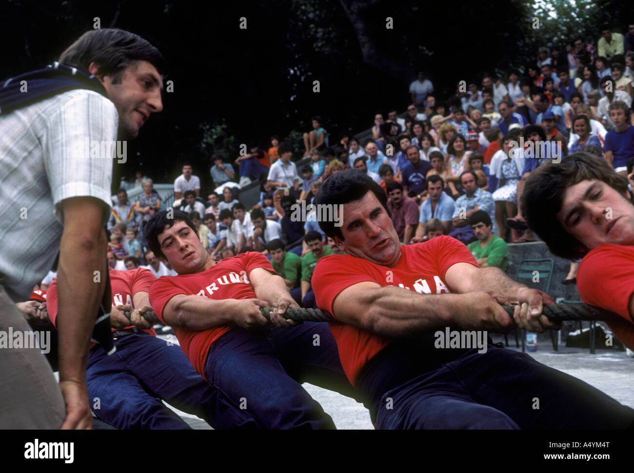 Basque people, adult men, tug of war, sokatira, French Basque Country ...