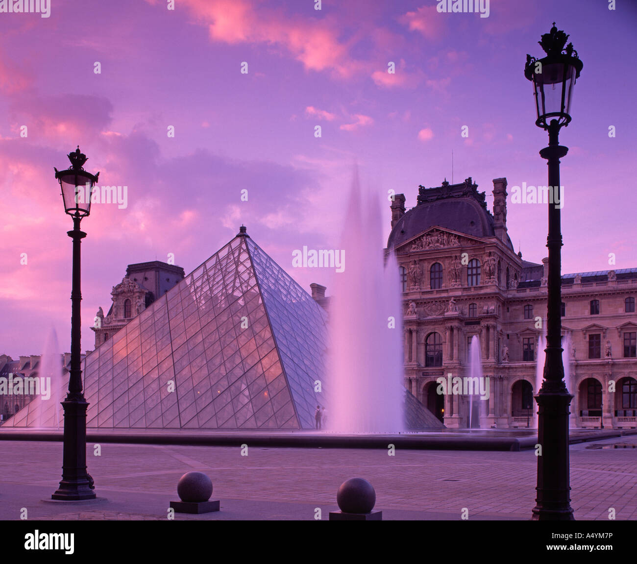 Louvre Museum and Pyramid Paris France Stock Photo - Alamy