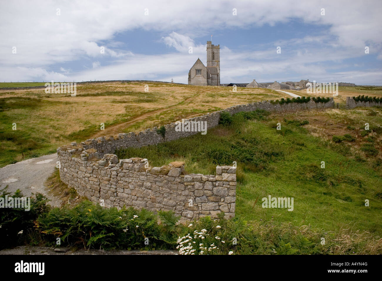 View of Lundy Village and St Helena s Church on Lundy Island Stock ...