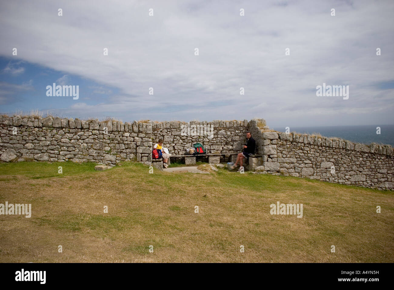 View of a dry stone wall in Lundy Village on Lundy Island Stock Photo ...