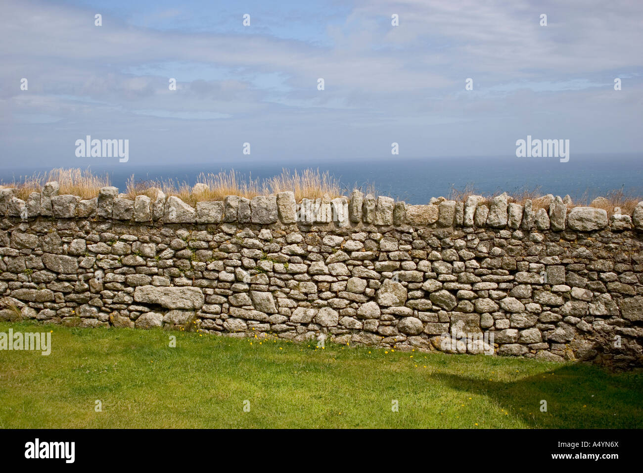View of a dry stone wall in Lundy Village on Lundy Island Stock Photo ...