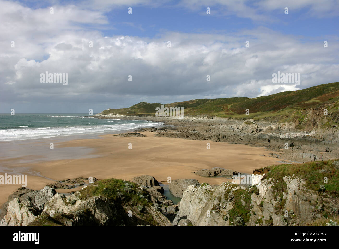 North Devon coast view across Barricane beach towards Morte Point Stock ...