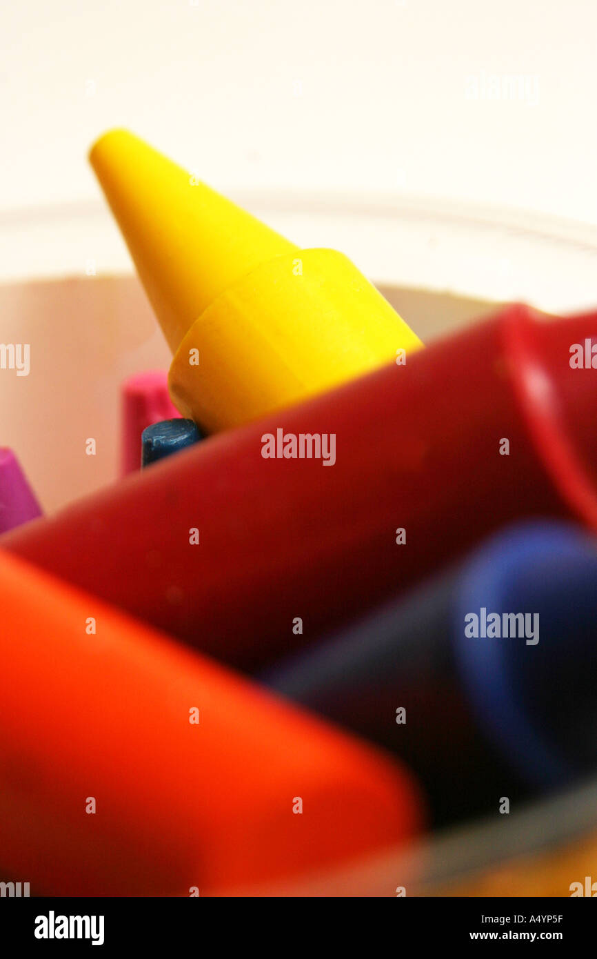 School cone crayons hi-res stock photography and images - Alamy