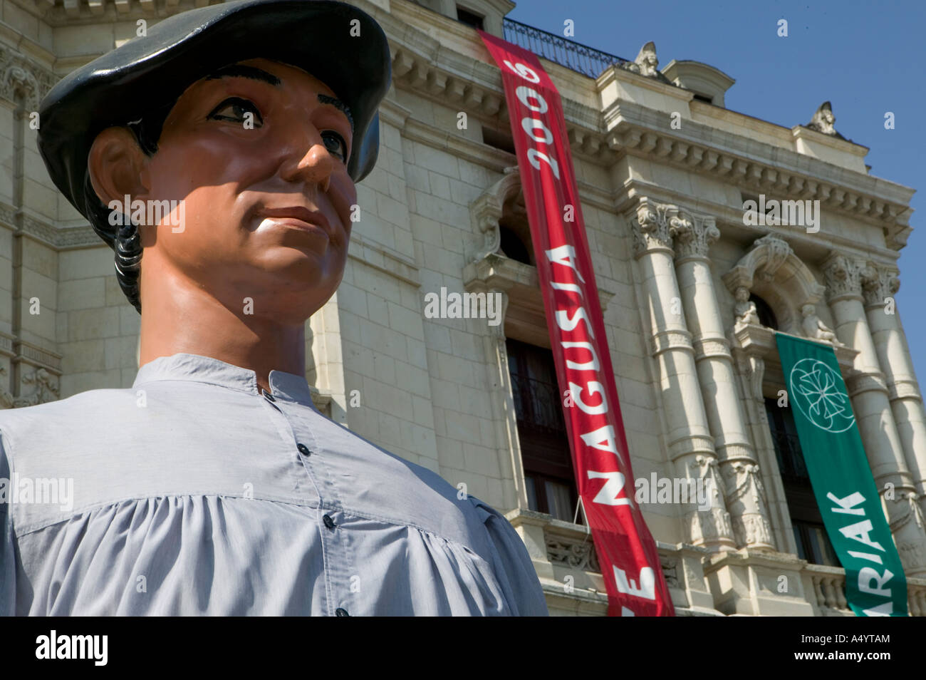 Gigante (giant) during parade outside Teatro Arriaga, Aste Nagusia ...