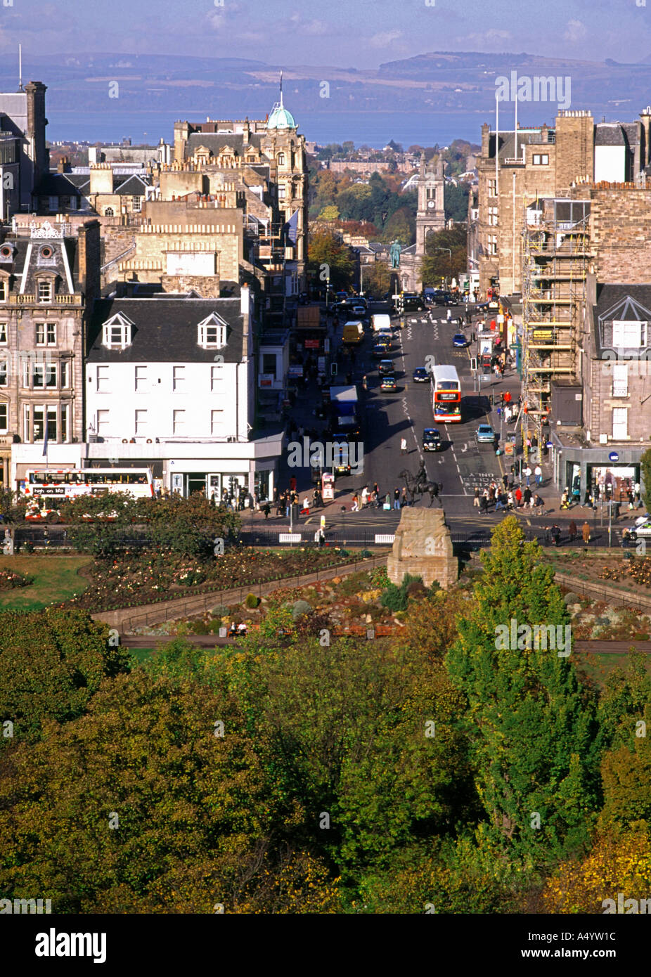 View from edinburgh castle to princess street and new town hi-res stock ...