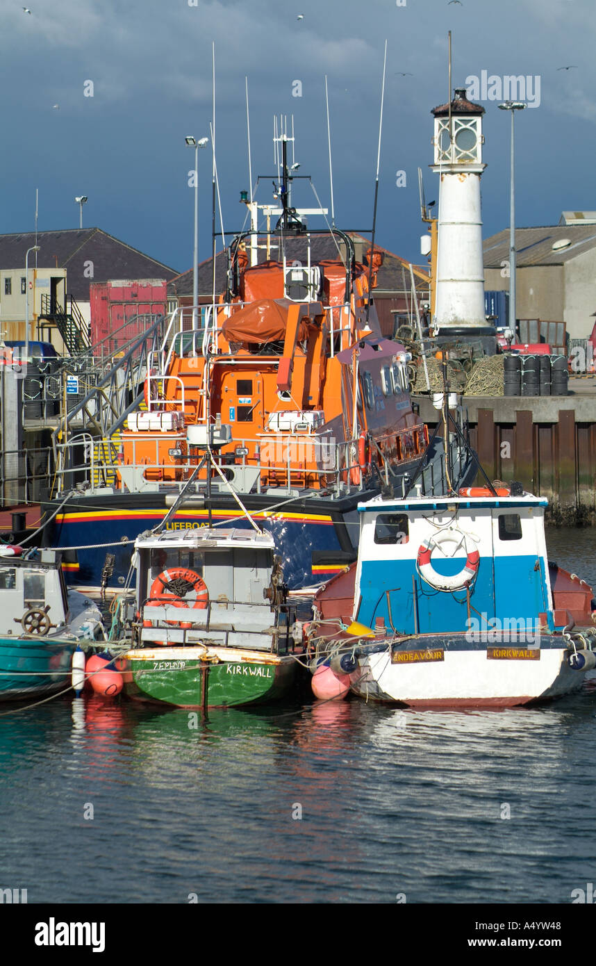 dh Harbour KIRKWALL ORKNEY Quayside fishing boats Lifeboat and harbour ...
