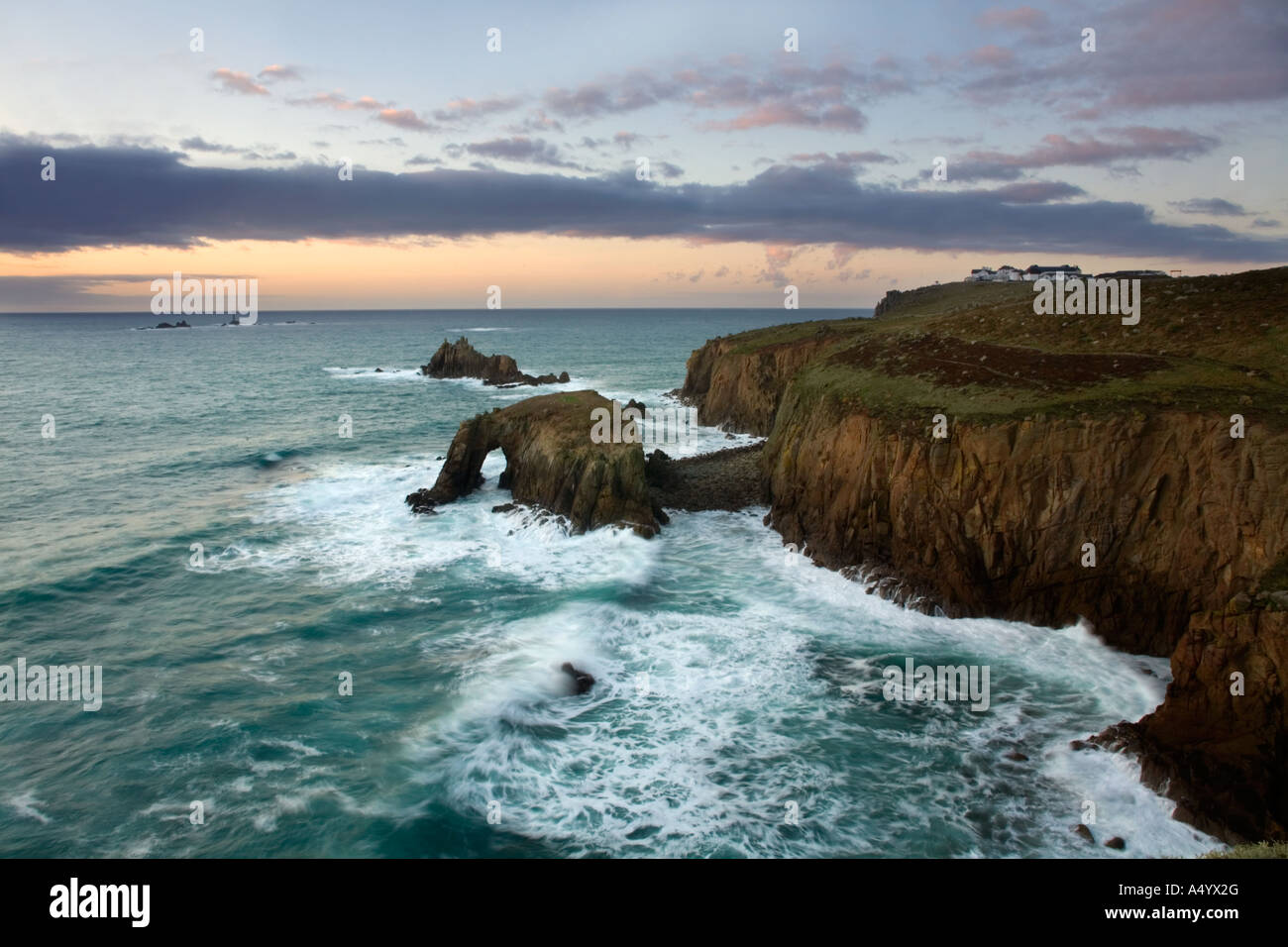 cliffs and sea stacks at land s end cornwall Stock Photo - Alamy