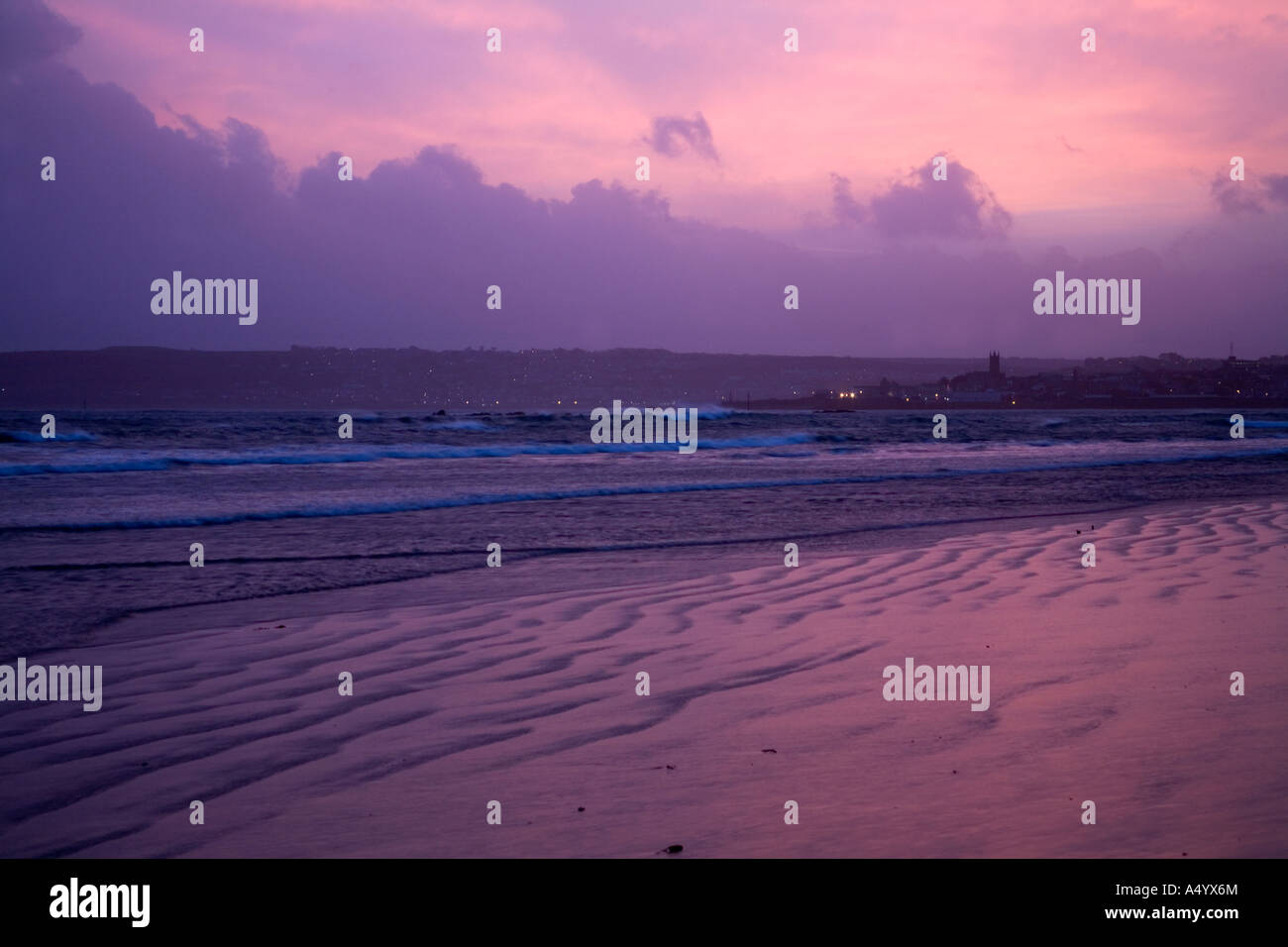 penzance at sunset from long rock cornwall Stock Photo - Alamy