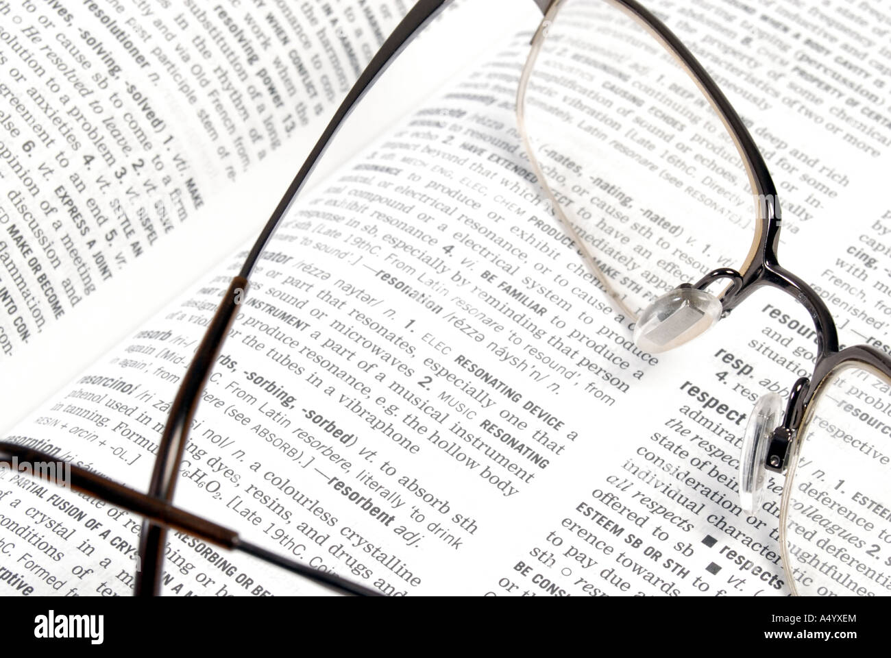 Open book glasses hi-res stock photography and images - Alamy