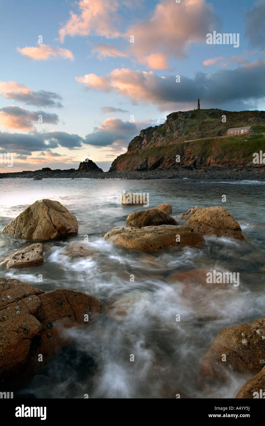 view of cape cornwall at sunset cornwall Stock Photo - Alamy
