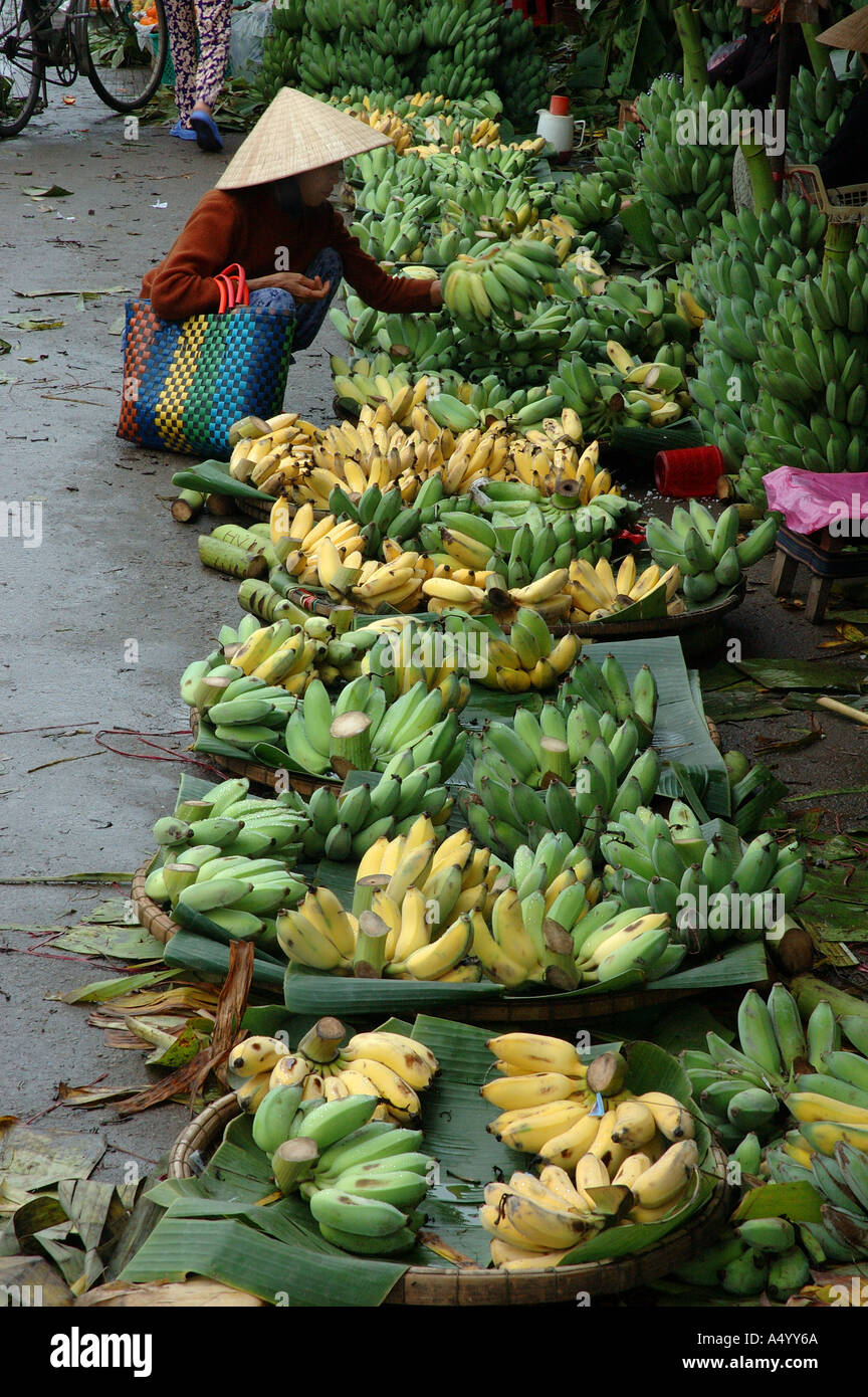 Green bananas Dong Ba Market Hue central Vietnam South East Asia Stock ...