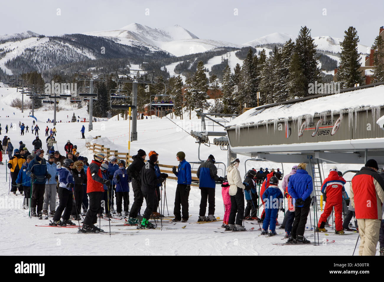 Life line at Breckenridge ski area Colorado USA Stock Photo - Alamy