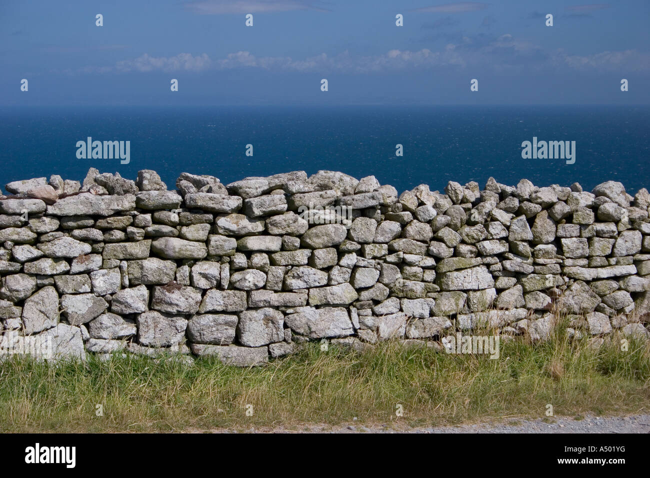 View of a dry stone wall in Lundy Village on Lundy Island Stock Photo ...