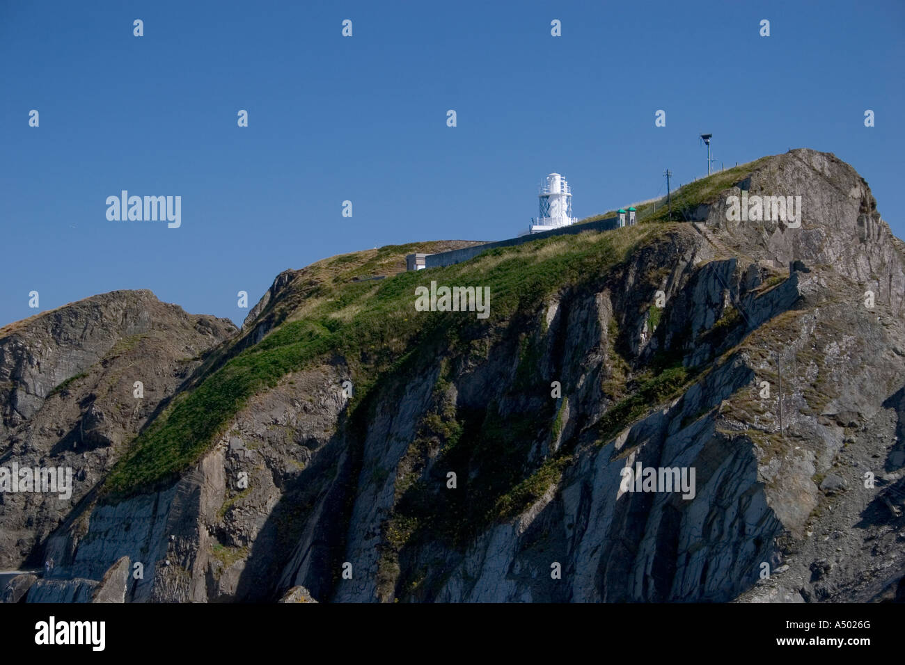View from Lundy Island with the Southen Light lighthouse Stock Photo ...