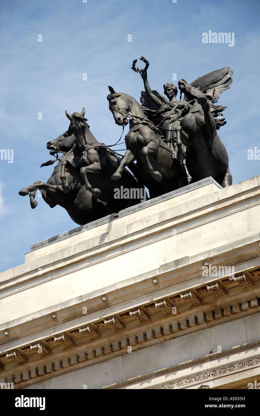 Peace in a Quadriga bronze statue on the Wellington Arch Hyde Park ...