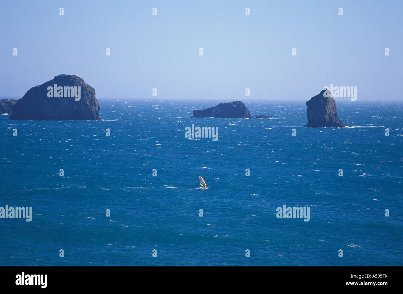 Port Orford OR Oregon Coast Wind Surfing Pacific Ocean Sea stacks Stock ...