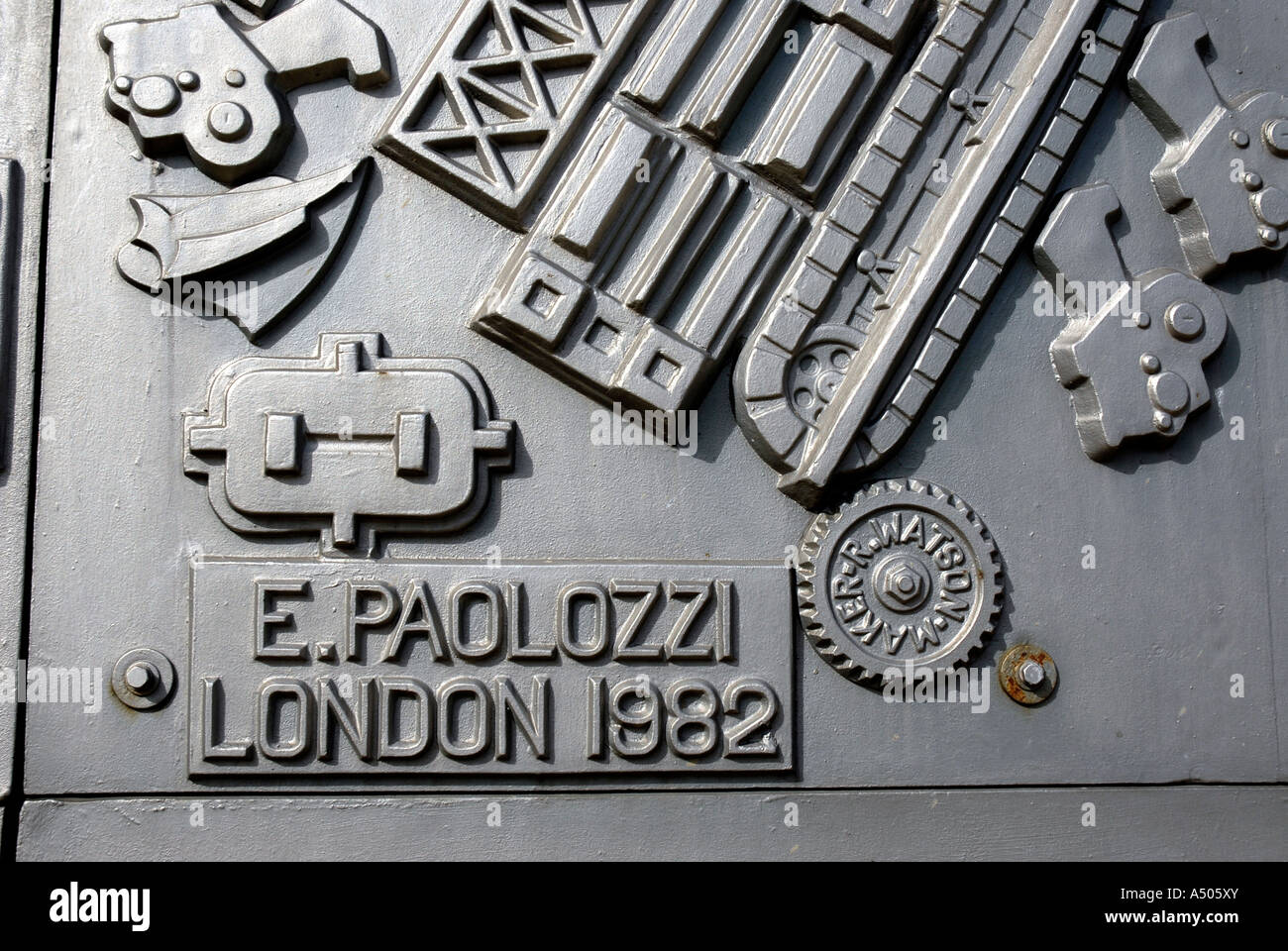 Sculpture created in 1982 by Eduardo Paolozzi in Pimlico London Stock ...