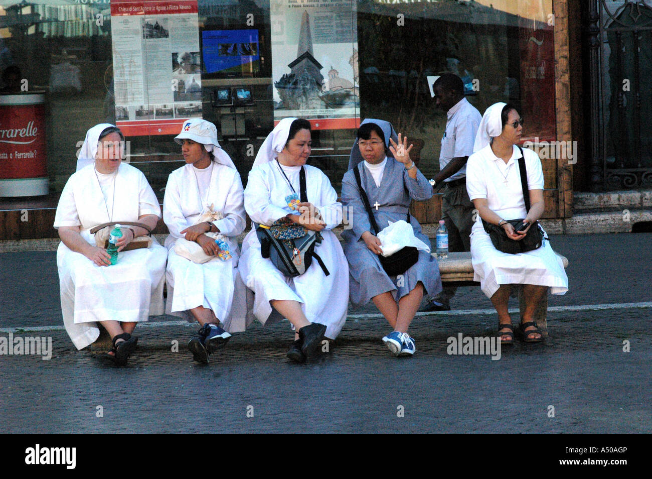 Resting Nuns in Piazza Navona Rome Italy Stock Photo - Alamy