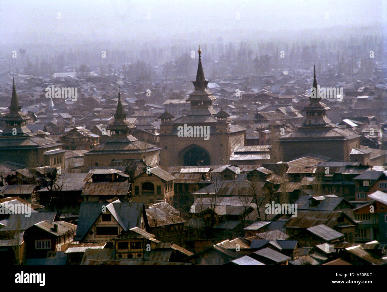 Aerial view of Old city Srinagar Stock Photo - Alamy