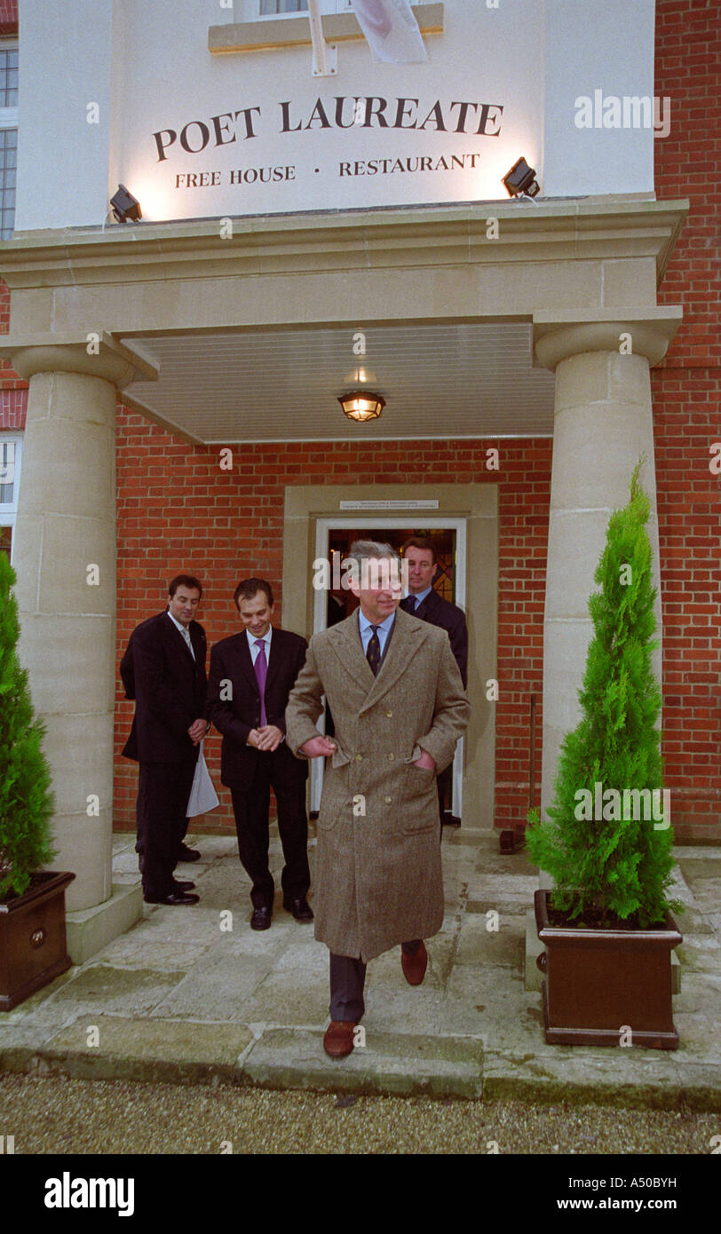 Prince Charles seen leaving the Poet Laureate pub Poundbury Dorset ...