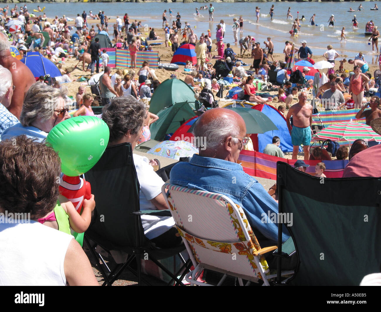British Seaside Crowded Beach Scene Location Lowestoft Suffolk Great ...