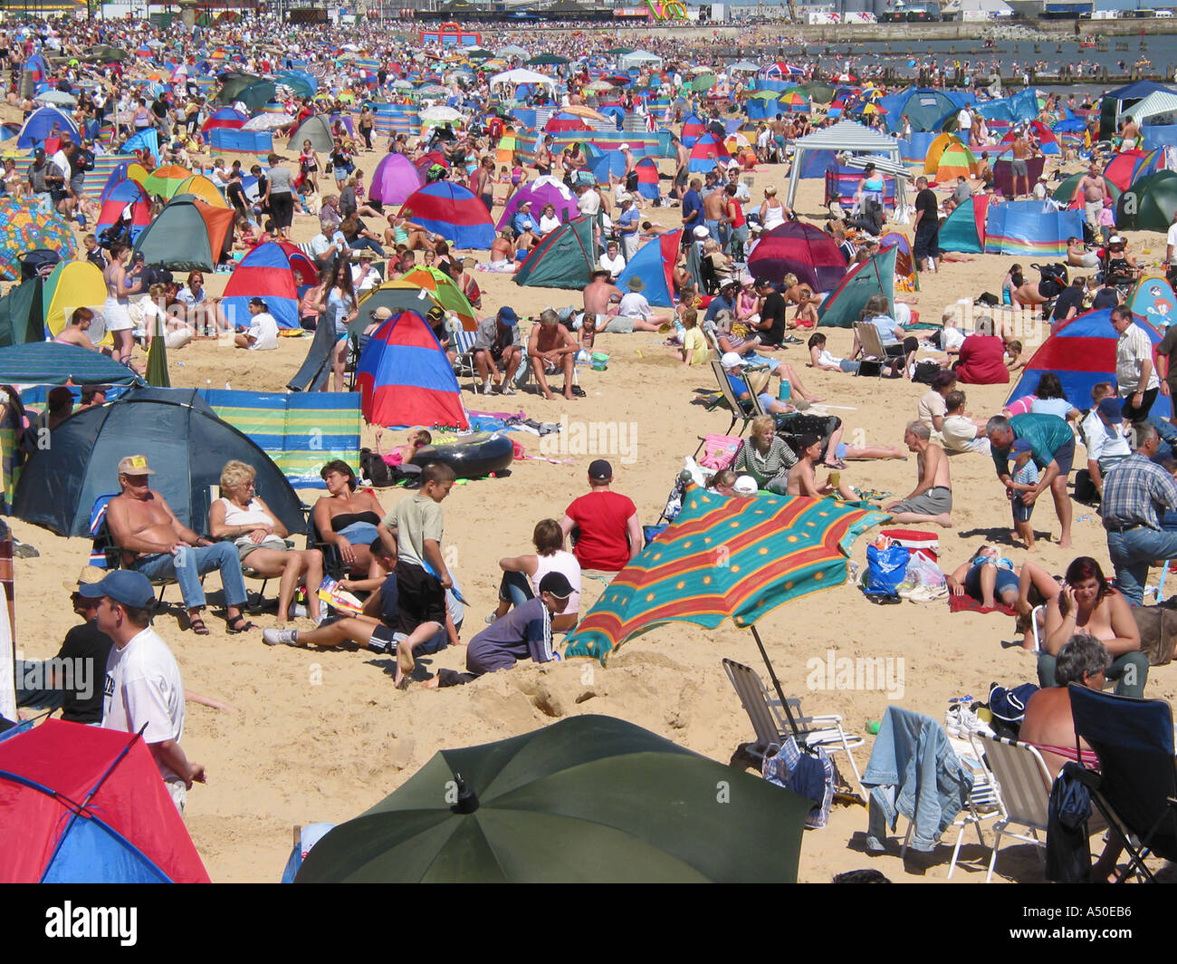 British Seaside Crowded Beach Scene Location Lowestoft Suffolk Great ...