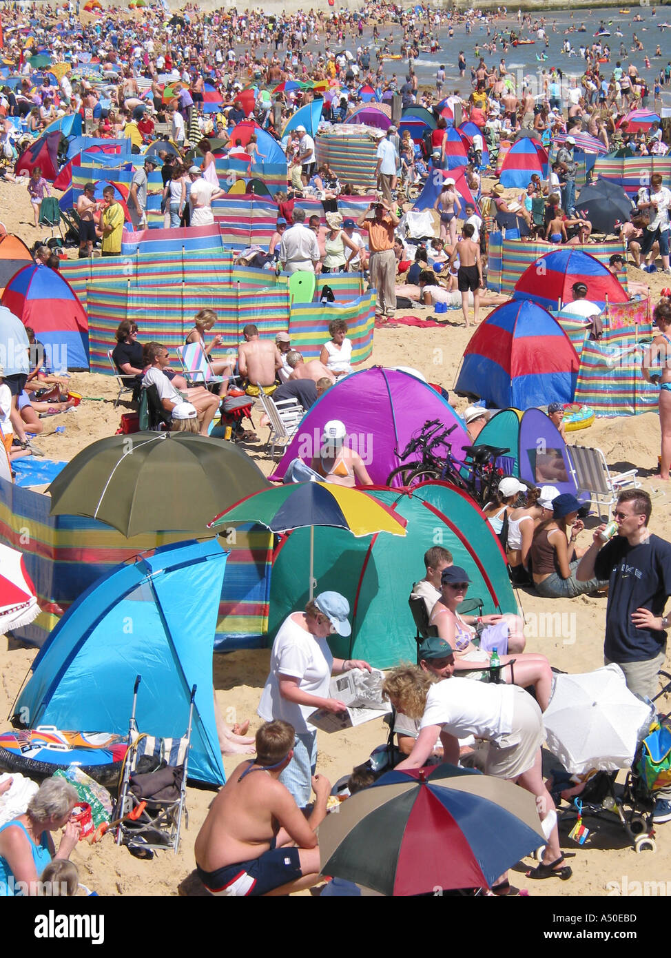 British Seaside Crowded Beach Scene Location Lowestoft Suffolk Great ...
